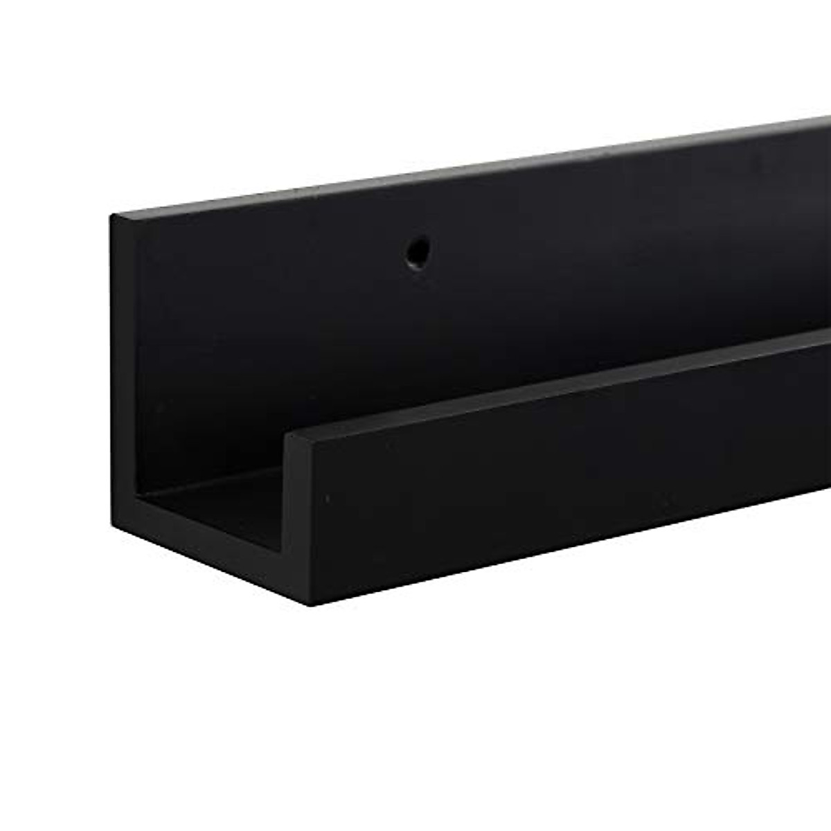 Kate and Laurel Levie Modern Floating Wood Wall Shelves, 18 inches, Set of 3, Black, Chic Picture Frame Ledges for Wall