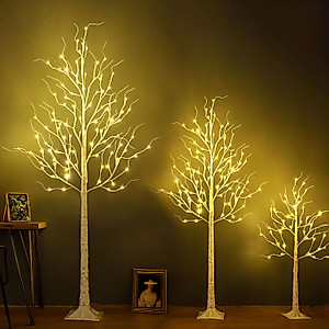 ZHOUDUIDUI Lighted Birch Tree, 6ft 96LED Birch Tree Lights,Artificial Twig Tree Light 9Modes Timer for Indoor Outdoor Christmas Halloween Easter Tree Home Party Wedding Decor,Warm & Cool White