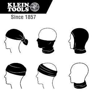 Klein Tools 60455 Neck and Face Warming Band, Gaiter/Balaclava Made of Breathable Fleece Fabric for Warmth, Black