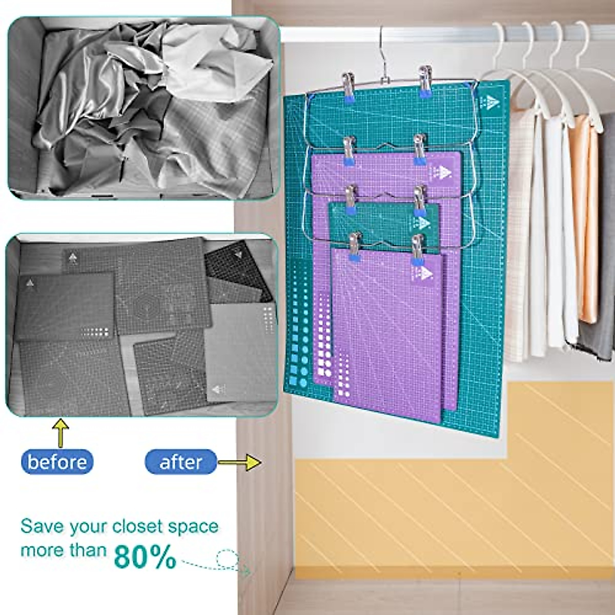 4-Storage Units Cutting Mat Hanger Cutting Mats Rack Craft Room Organizer Metal Holder for Cricut