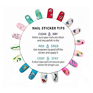 Alice & Tiggs Set of 12 Sheets Nail Art Stickers - Designer Nail Decals - Butterfly Nail Stickers for Women - Nail Stickers for Kids - Butterfly Nail Decals - Nail Sticker for Nail Decor