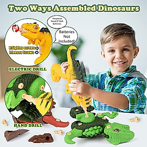 HB Direct Educational Take Apart Dinosaur Toys w/Dino Electric Drill for Ages 3-7, Construction Dinosaur Building Toy, Dinosaur Screwdriver Toy with Drill for Kids, Build a Dinosaur Take Apart Toys