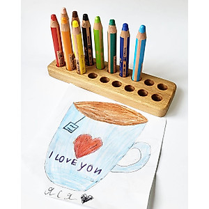 Pencil holder for 18 Stabilo pencils wooden pencil holder gift for kids desk organization Montessori pencils organizer homeschool art supplies pencils are not included