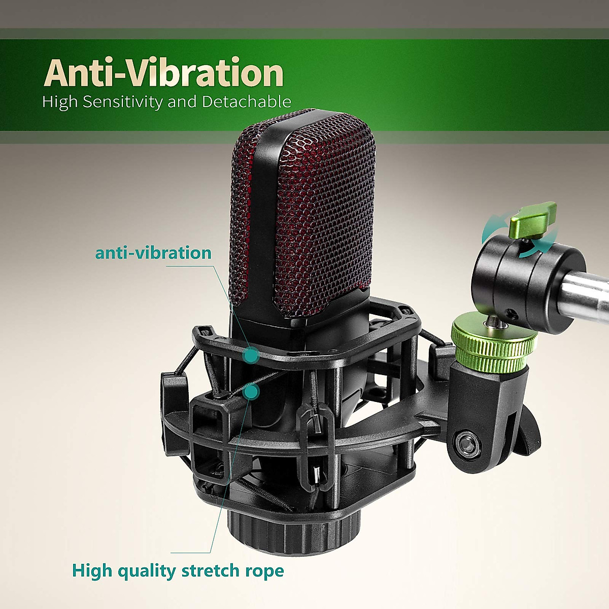 Tbrand LanParte Square Professional Condenser Microphone with Adjustable Anti-Vibration Bracket for Voice Recording Podcasting YouTube Karaoke Gaming Instruments Live Stream