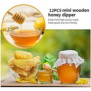 12 Pack 3 Inch Wood Honey Dippers Sticks, Mini Honey Dipper Stirrer for Honeycomb Jar Dispense Drizzle