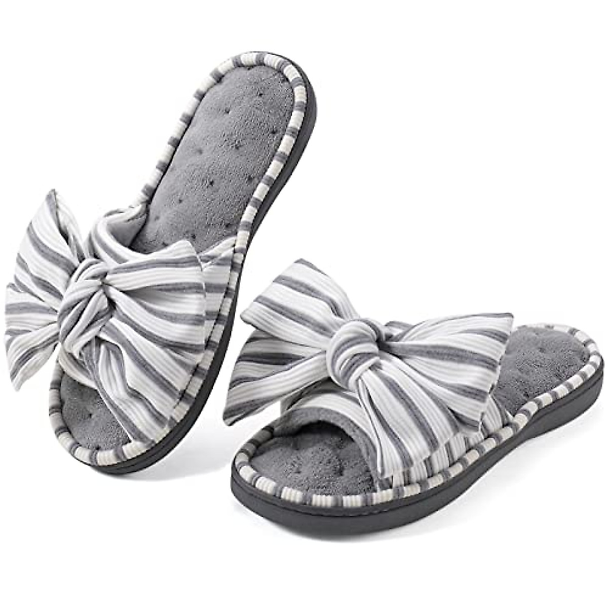 ULTRAIDEAS Women's Eurytides Slide Slippers Memory Foam House Shoes, Light Grey, 9-10