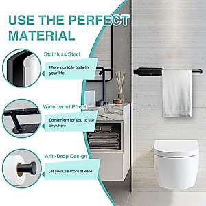 Paper Towel Holder, Self Adhesive or Drilling Paper Towel Holder Under Cabinet, Stainless Steel Black Paper Towel Holder Wall Mount for Kitchen, Bathroom, Sink, Pantry, Fridge