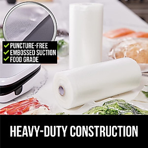 Gorilla Grip Airtight Vacuum Sealer Bags, 2 Pack, 6x Fresher Food, Pack A Meal Saver, Leakproof, Puncture Resistant, Prevents Freezer Burn, for Sous Vide, Microwave and Dishwasher Safe, 8 IN x 50 FT