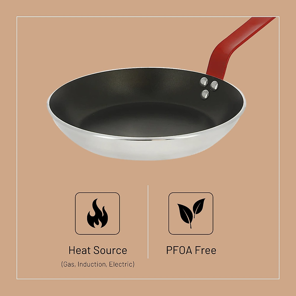 De Buyer CHOC Nonstick Fry Pan - 11” - Red Handle for Meat - 5-Layer PTFE Coating - Warp & Scratch Resistant - Made in France