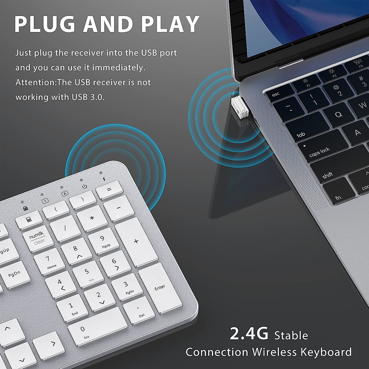 iClever GK08 Wireless Keyboard and Mouse - Ultra Slim Keyboard and Mouse Combo, Full Size Design with Number Pad, 2.4G Stable Connection Slim Keyboard and Mouse for Windows, Mac OS Computer (Silver)