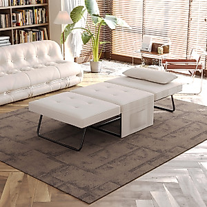 Iroomy Sofa Bed,Chair Bed,Sleeper Couch,4 in 1 Multi-Function Folding Ottoman Bed with Slide StoragePocket for Living Room,Bedroom,Hallway,Beige