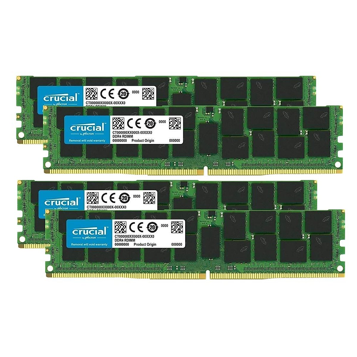 Crucial Bundle with 128GB (4 x 32GB) DDR4 PC4-21300 2666MHz RDIMM (4 x CT32G4RFD4266), Dual Ranked Registered ECC Memory