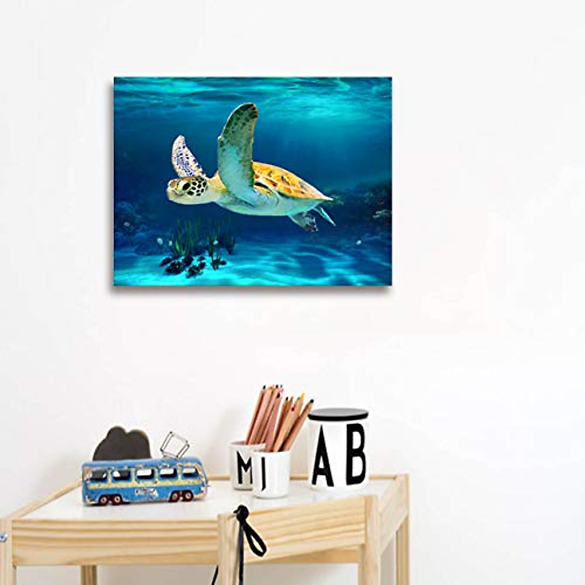 Bathroom decoration Beach decoration Turtle Art Beach bathroom decoration Turtle picture artwork Marine decoration Canvas printing canvas wall art Hawaiian decoration Frame printing bedroom ready