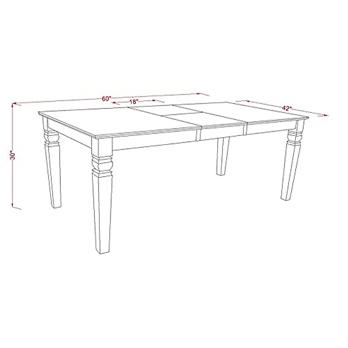 East West Furniture Wet-BCH-TL Wooden Kitchen Table with Cherry Rectangular Tabletop and 60 x 42 x 30-Black Finish