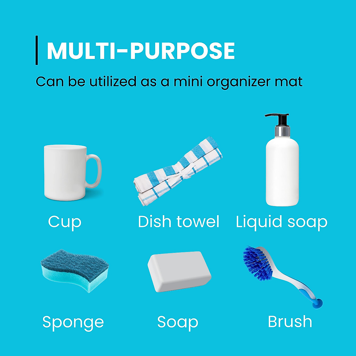 BULLMIND 7° Slope Kitchen Sink Splash Guard Behind Faucet | Sink Faucet Mat Splash Guard | Versatile Kitchen Faucet Splash Guard Accessory | Kitchen Splash Guard For Sink (17.7 x 5.5 inch, Black)