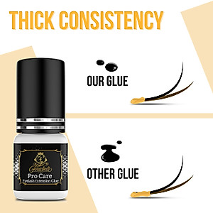 Pro Care Extra Strong Eyelash Extension Glue 5ml-Forabeli/1-2 Sec Drying time/Retention – 8 Weeks Maximum Bonding Power/Black Adhesive for Semi-Permanent Extensions/Professional Lash Supplies