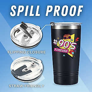 Onebttl 90s Retro Nostalgia Gifts Tumbler Travel Coffee Mug, Stainless Steel Insulated with Lid 20oz/590ml