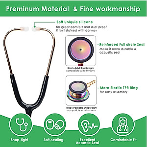 8Pcs 3 Sizes(S/M/L) Littmann Stethoscope Replacement Ear Tips Pieces Diaphragm, Littmann Stethoscope Accessories Repair Kit Ear Bud Plug Cover Large Medium Small Stethoscope Diaphragm Drum Spare Parts