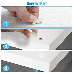 SUNJOYCO 1010 Pcs Screw Hole Covers, 10 Sheets Self-Adhesive Screw Hole Stickers, Dustproof Screw Cover Caps White, 12mm 15mm 21mm