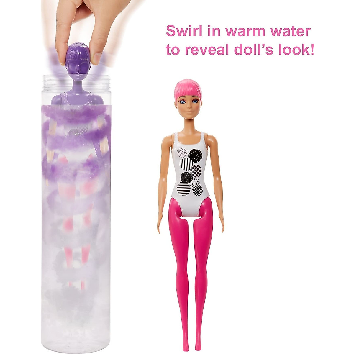 Barbie Color Reveal Doll & Accessories, Color-Block Series, 7 Surprises, 1 Barbie Doll (Styles May Vary)
