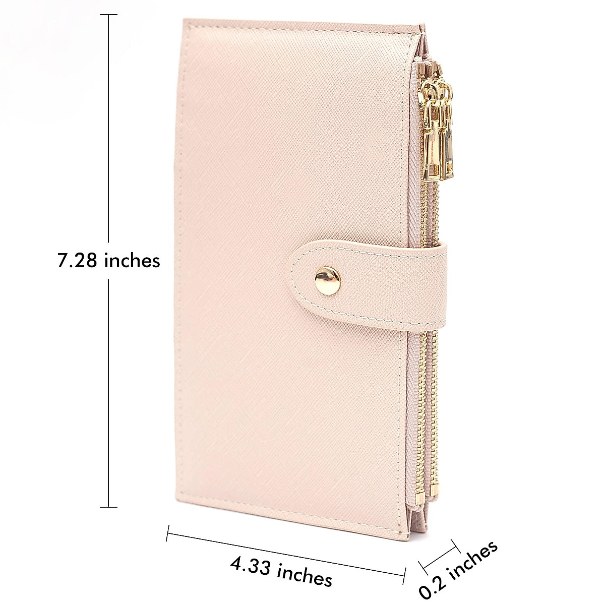 neyrat Slim wallet for women, Bifold multi card case zipper coin purse,RFID Blocking wallets with checkbook holder,With gift box (Beige)