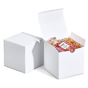 MESHA 4x4x4'' White Gift Boxes 50 PC Small Gift Boxes Bulk with Lids, Kraft Paper Gift Boxes for Presents, White Bridesmaid Proposal Box, Favor Boxes, Small Boxes for Packaging