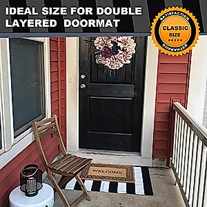 KaHouen Black and White Striped Rug (23.6 x 35.4 Inches), Indoor Outdoor Striped Doormats, Handmade Woven Farmhouse Layered Door Mats Striped Mat for Front Door/Kitchen/Laundry/Bathroom/Living Room