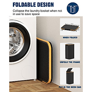 Laundry Hamper with Lid - Large Laundry Basket… (Black, 110L)