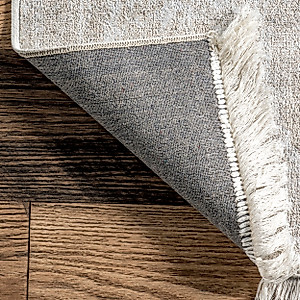 nuLOOM Elyse Vintage Floral Fringe Runner Rug, 2' 8" x 8', Ivory