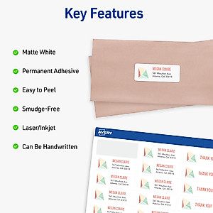 Avery Easy Peel Printable Address Labels with Sure Feed, 1" x 2-5/8", White, 750 Blank Mailing Labels (18260)