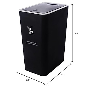 Sooyee 14 litres Bathroom Trash Can with Lid,3.7 Gallon Kitchen Garbage can for Powder Room,Bedroom,Kitchen,Bathroom,Craft Room,Office,Black