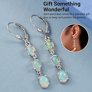 Shop LC Opal Earrings for Women 925 Sterling Silver Long Drop Dangle Earrings for Women Gemstone Opal Jewelry Birthday Gifts for Women