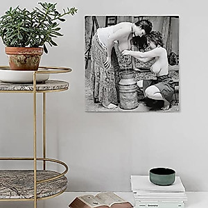 Female Sexy Milking Breast Milk Art Black and White Poster Canvas Painting Posters and Prints Wall Art Pictures for Living Room Bedroom Decor 24x24inch(60x60cm) Frame-Style