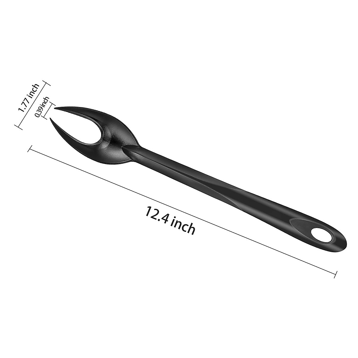 KSENDALO Plastic Cooking Meat Fork 12.4in Two Prong Kitchen Nylon Nonstick Carving Serving Fork Turning Holding Sausages Bacon Meatball etc Black