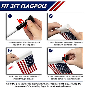 KINGTOP USA Golf Flag 8x6 Inch – Premium Dual-layer 420D Nylon, Double Sided American Pattern Printing, Tube Inserted – Mini Practice Putting Green Flags for Yard, 1-Pack