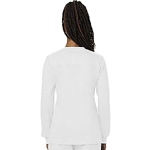 Snap Front Scrub Jackets for Women, Workwear Revolution Soft Stretch WW310, L, White