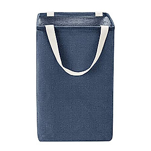 Amazon Basics Fabric Storage Bin Basket - Tall Cube, Navy Blue