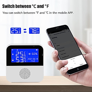 5-in-1 Wi-Fi Smart Temperature and Humidity Meter, 2.9-inch Screen, High-Precision Sensor, APP Control, Brightness Display, Smart Backlight, Temperature Unit Switching, USB Charging