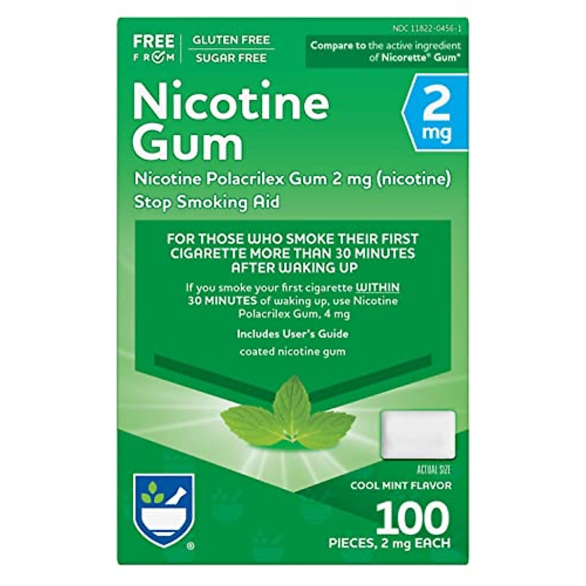 Rite Aid Nicotine Gum, Cool Mint Flavor, 2 mg - 100 Count | Quit Smoking Aid | Nicotine Replacement Gum | Stop Smoking Aids That Work | Chewing Gum to Help You Quit Smoking | Coated Nicotine Gum