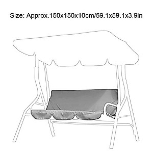 Swing Seat Cover, Waterproof Foldable Replacement Swing Canopy Cover, Ultra-Lightweight 3-Seat Chair Cover Hammock Protection Cover for Outdoor, Garden, Courtyard(Gray)