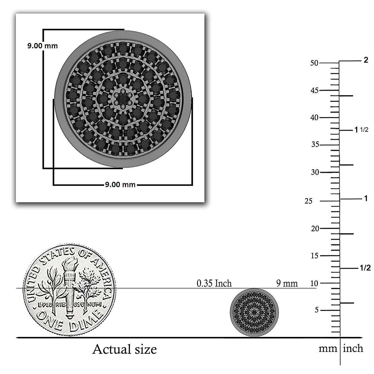 Dazzlingrock Collection Round Black Diamond Double Halo Style Screwback (Unisex) Stud Earring in Black Plated 925 Sterling Silver (0.25 ctw, Color Black, Clarity Opaque)