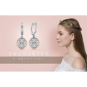 JewelryPalace Irish Celtic Knot Dangle Earrings, 14k Rose Gold Plated 925 Sterling Silver Hoop Earrings for Women, Love Drop Earrings for Women, Huggie Earrings for Women, Earring Sets Hoops Jewelry