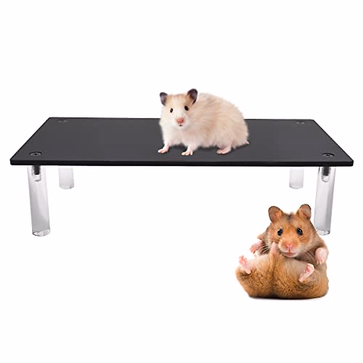 Small Animals Stand Platform, Hamster Play Platform, Acrylic Rats Stand Platform Toys, Cage Accessories for Hamsters Rats Chinchillas Sugar Glider Guinea Pig Bird(11×5.9×2.8 Inches)