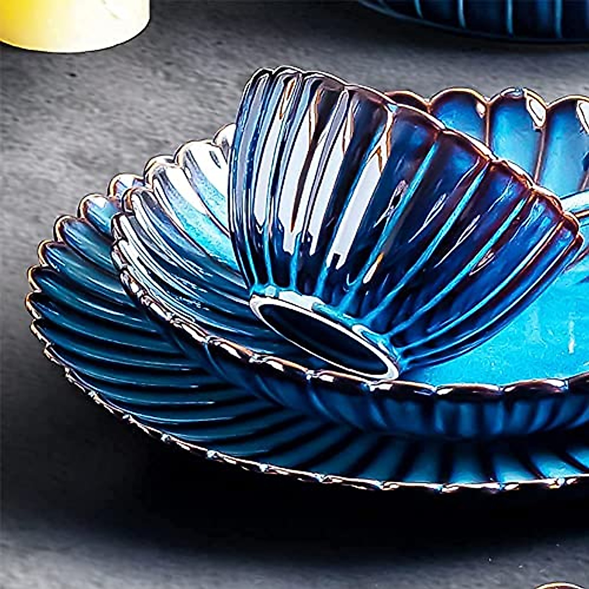 Porcelain Plate and Bowl Set,Dinnerware Set for Home or Special Restaurant, 54 Pcs Dinnerware Sets, Blue Porcelain Tableware Set with Plates Dish Dish Bowls and Coffee Cup, Ceramic Dinner Set for Hom