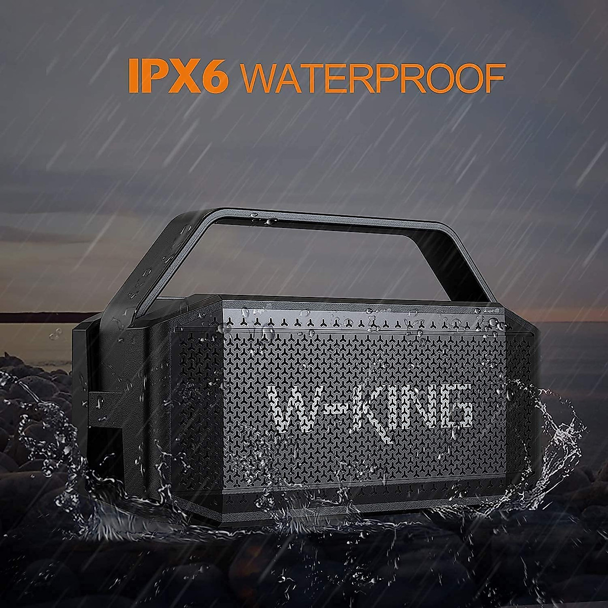 W-KING Portable Loud Bluetooth Speakers with Subwoofer, 60W(100W Peak) Outdoor Speakers Bluetooth Wireless Waterproof Speaker, Deep Bass/V5.0/40H Play/Power Bank/TF Card/AUX/EQ, Large for Party