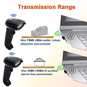 Barcode Scanner Wireless QR Code Scanner Support Screen 1D 2D Scan,ADXZZ Handheld Wired Rechargeable Portable Long Range Transmission Bar code Scanners Cordless Barcode Reader for Mobile Payment Store