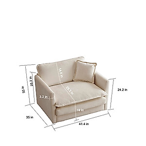 JURMALYN Single Sofa Modular Couch Free Combination Sectional Sofa Couch, Chenille Fabric Upholstered Sofa Comfy Reading Lounge Armchair for Small Spaces, Apartment, Bedroom, Office, Beige