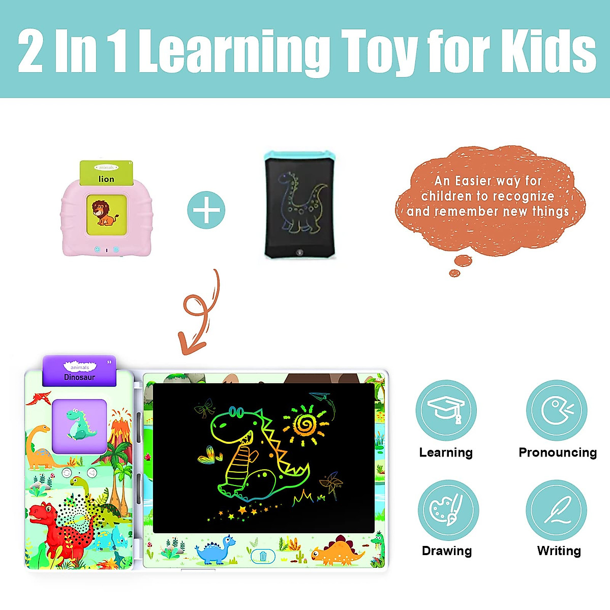 Talking Flash Cards with LCD Writing Tablet, Autism Sensory Toys for Autistic Children, Speech Therapy Toys, 224 Sight Words Educational Learning Toddler Toys for 3 4 5 6 Year Old