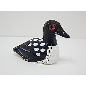 Selsela Common Loon Wooden Figurine Small Animal Garden Statue Carving Decoration Small Animals