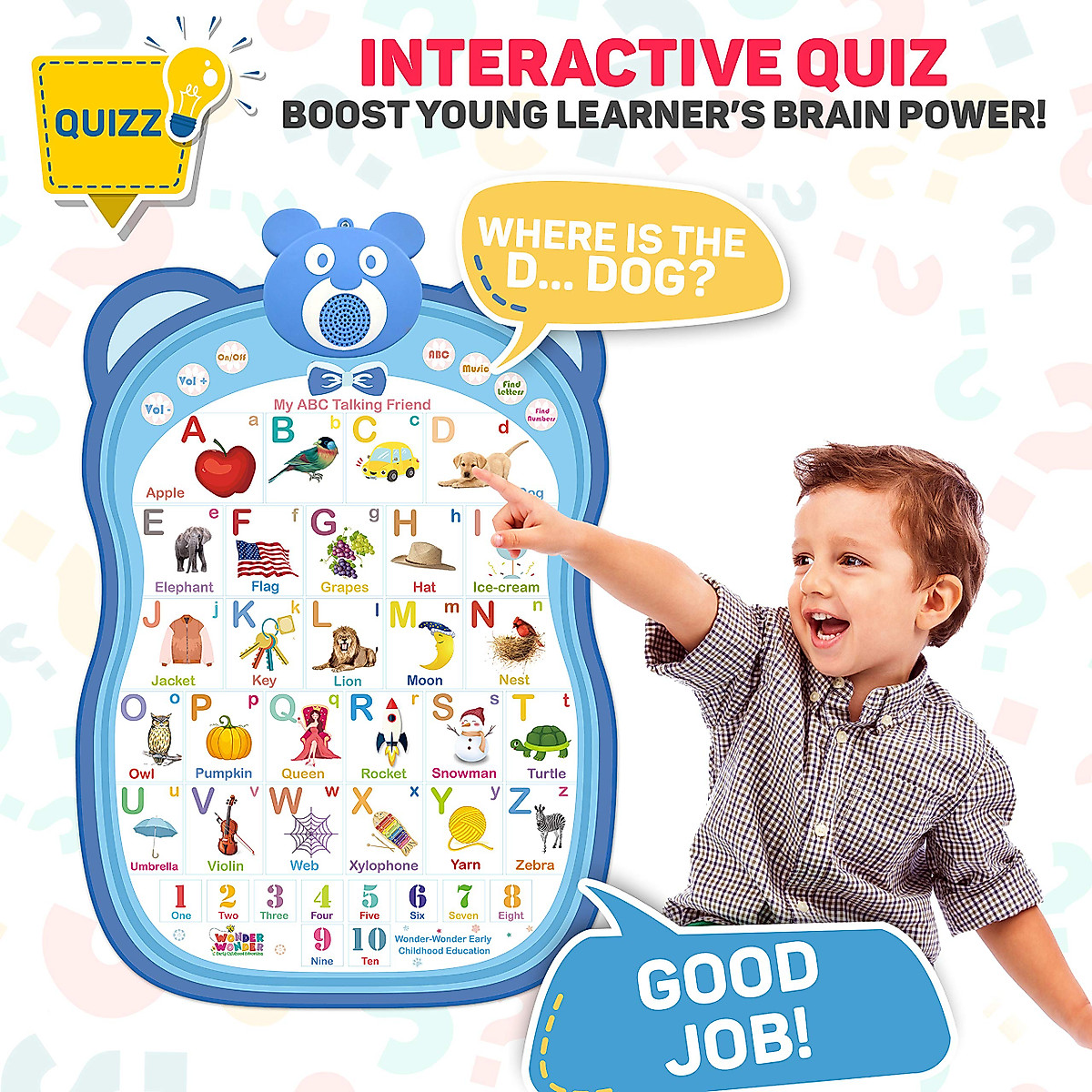 My ABC Talking Friend Interactive Alphabet Toy Talking Poster Wall Chart, Educational Toy for Learning Toddlers, Age 2+ Year Old, Kindergarten, Preschool Boys and Girls [BLUE COLOR ONLY]